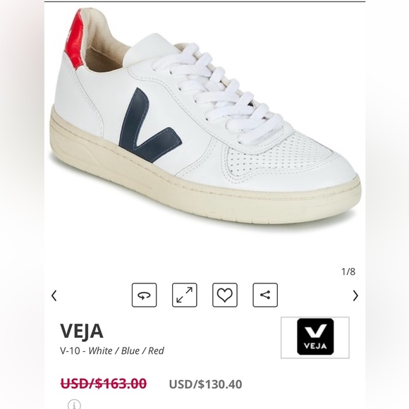 Veja | Shoes | Veja V White With Navy And Red Accents Sneakers | Poshmark